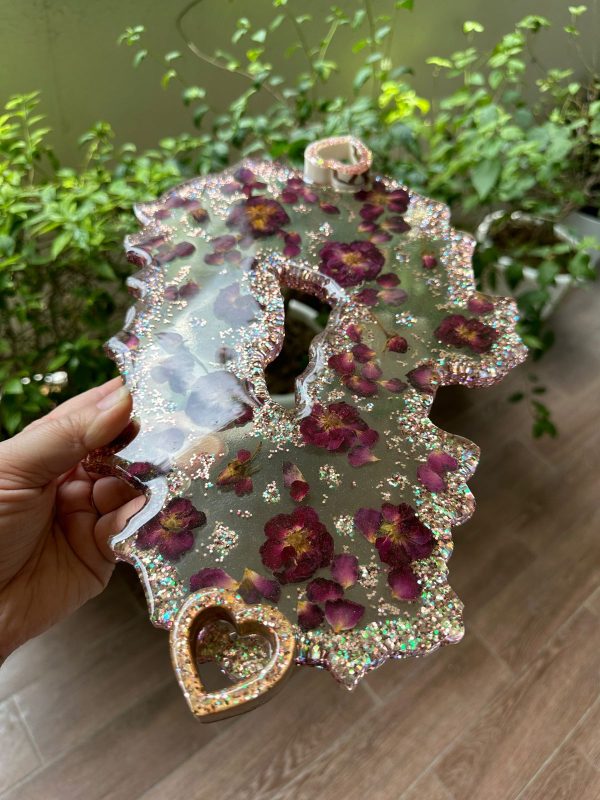 Scattered Rose’ Resin Geode Tray/Wall Art
